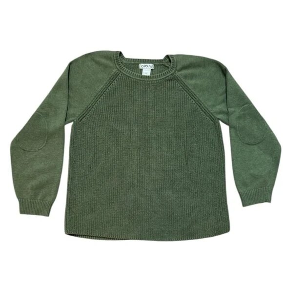 Orvis | Sweaters | Orvis Mens Army Green Sweater With Elbow Pads Size ...